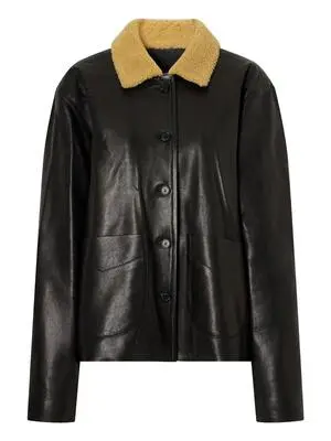 Khaite Wilson Leather And Shearling-trimmed Jacket - Black