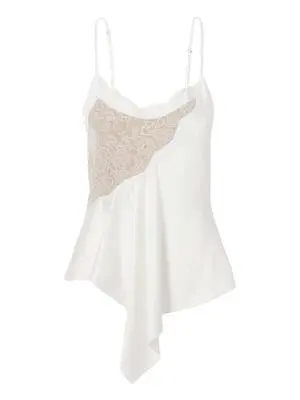 Stella McCartney Lace-trimmed Satin Cami - White