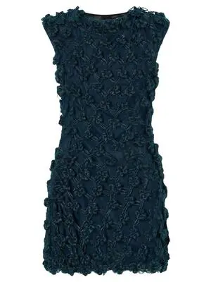 PAULINE DUJANCOURT Floral Appliqué Mini Dress - Emerald