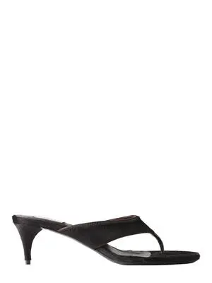 Alaïa Calf Hair Thong Sandals - Brown