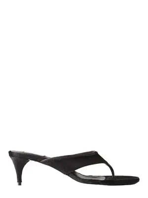 Alaïa Calf Hair Thong Sandals - Chocolate