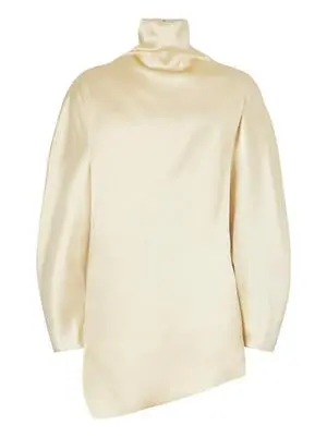 Khaite KHAITE Harlow Draped Satin Blouse Neutrals