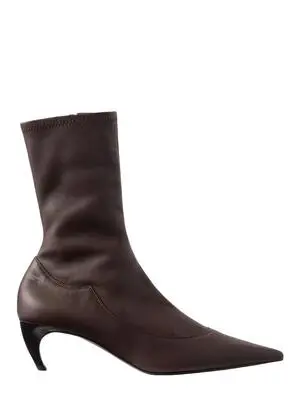 Khaite Valerie Leather Ankle Boots - Brown