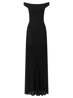 Alaïa Draped Jersey Midi Dress - Black