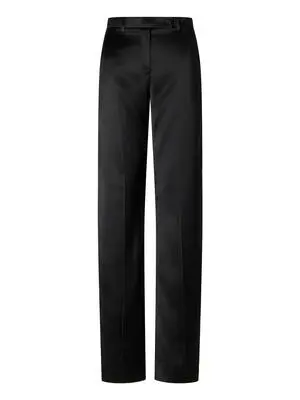 Khaite Hunter Pleated Satin Straight-leg Pants - Black