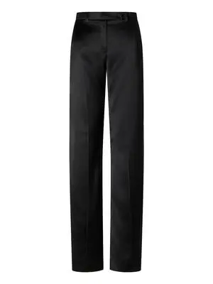 Khaite Hunter Pleated Satin Pants - Black