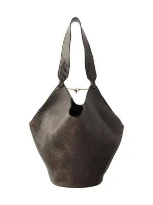 Khaite Lotus Leather Small Tote Bag - Black