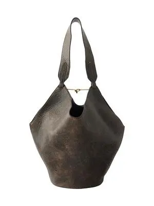 Khaite Lotus Leather Small Tote Bag - Black