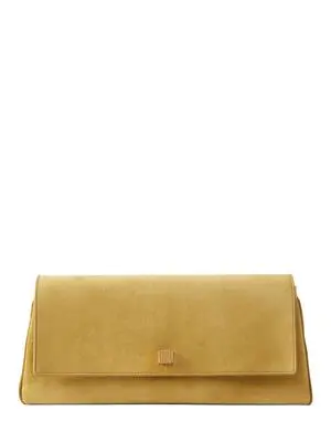 Khaite Audrey Suede Clutch - Chartreuse