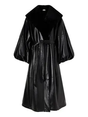 MAGDA BUTRYM MAGDA BUTRYM Belted Plush-Trimmed Leather Coat
