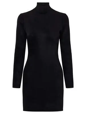 Alaïa Turtleneck Velvet Mini Dress - Black