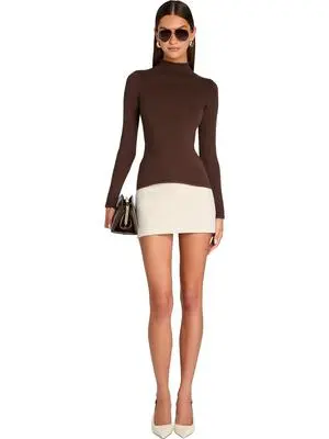 SEROYA Shuri Mini Dress - Dk Brown/eggshell
