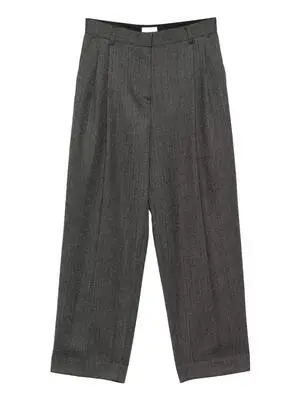 TOTEME Dark Melange Herringbone Double-pleat Trousers - Grey