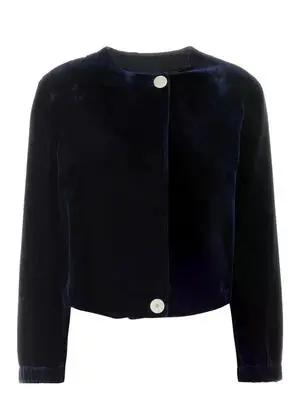 Giorgio Armani Velvet Button-detail Jacket - Blue