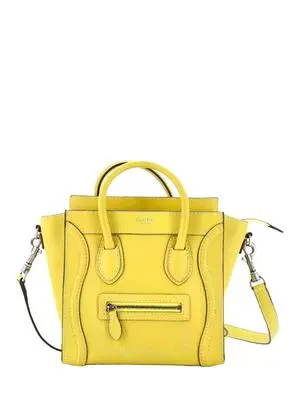 Celine Luggage Bag Grainy Leather Nano Crossbody Bag - Yellow