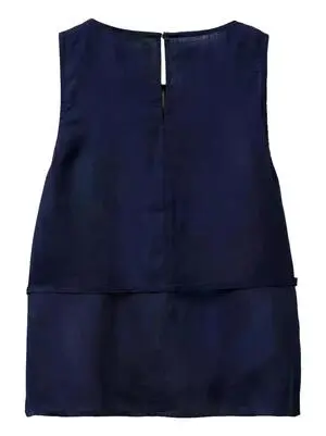 BENETTON Sleeveless Belted Blouse - Blue