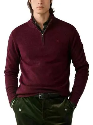 HACKETT LONDON Lambswool Quarter-zip Sweater - Red