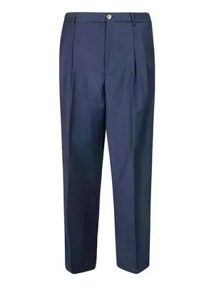 AMARANTO Pleated Straight-leg Trousers - Blue