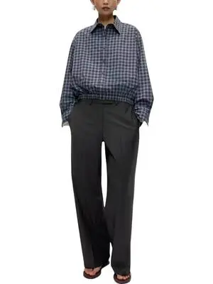 CORDERA Checked Cotton Shirt With Elasticated Hem - Blue