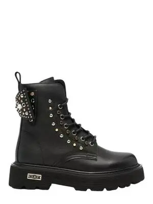 CULT Slash Stud-embellished Bow-detail Boots - Black