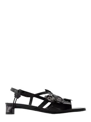 Cecilie Bahnsen Cecile Bahnsen Floral-appliqué Calfskin Sandals - Black