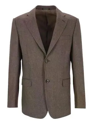 Emporio Armani Herringbone Single-breasted Suit - Brown