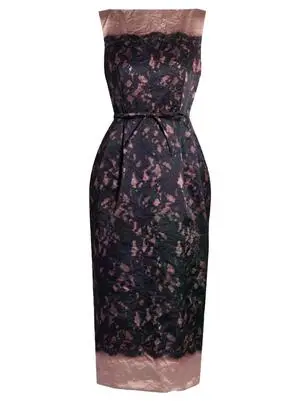 Erdem Printed Textured-satin Midi Dress - Pink