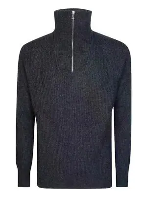 AMARANTO Half-zip Ribbed Sweater - Grey