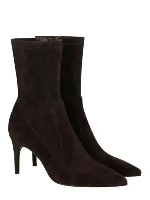 POTAMY Suede Point-toe Stiletto Heel Ankle Boots - Brown