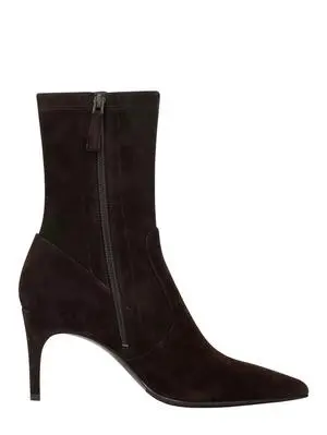 POTAMY Suede Point-toe Stiletto Heel Ankle Boots - Brown