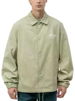 Hugo Cotton Twill Coach Jacket With Logo Details - Neutrals