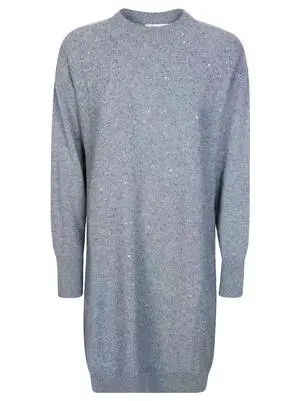 Antonelli Firenze Sequin-embellished Knitted Mini Dress - Grey