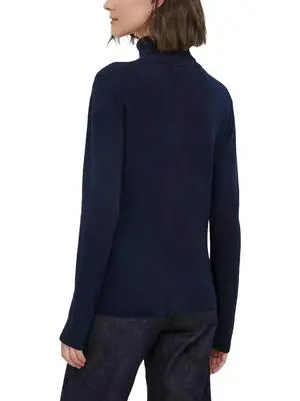 BENETTON Fine Knit Roll Neck Sweater - Blue