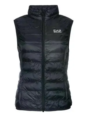 EA7 Quilted Logo-print Gilet - Black