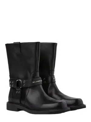 Karl Lagerfeld Sadie Studs Harness Boots - Black