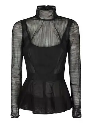 ELISABETTA FRANCHI Elisabetta Franchi Sheer Panel Peplum Top
