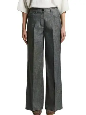 Peserico Metallic Effect Tailored Trousers - Grey