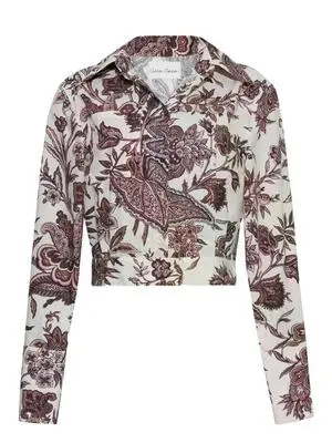 Cara Cara Berry Floral-print Cropped Shirt - White