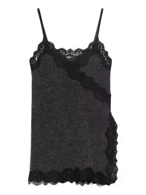Bimba Y Lola Mohair And Lace Top - Grey