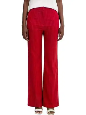 MORGAN Pinstripe Wide-leg Trousers - Red
