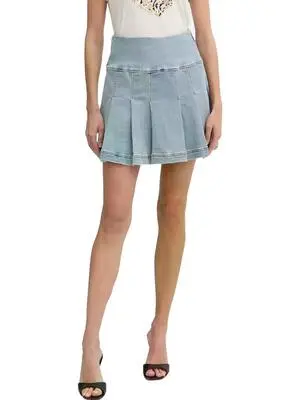 MORGAN Pleated Denim Mini Skirt