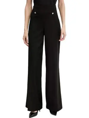 MORGAN Button-detail Wide-leg Trousers - Black