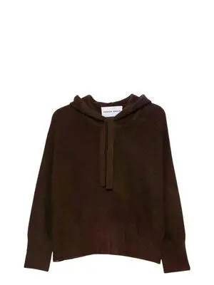 EMERSON RENALDI Emerson Renaldi Ribbed-Knit Hoodie Brown