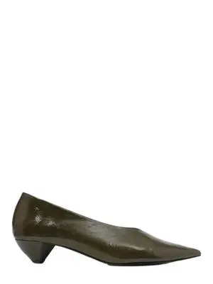 Bimba Y Lola Leather Low Heel Court Shoes - Green
