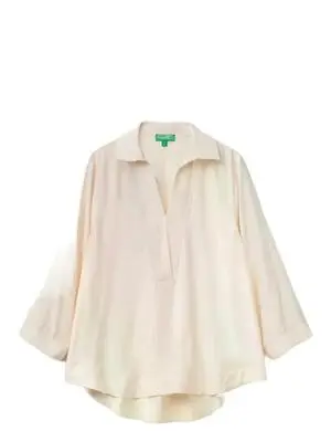 BENETTON V-neck Blouse - Neutrals