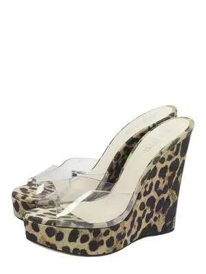Paris Texas Deia Leopard Print Wedge Sandals - Neutrals