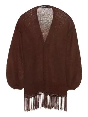 Bimba Y Lola Long Fringed Cardigan - Brown