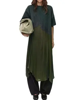 Bimba Y Lola Two-material Asymmetric Midi Dress - Green