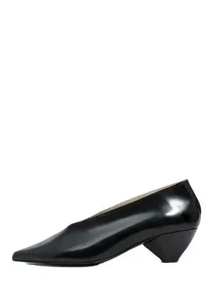 Bimba Y Lola Leather Mid Heel Court Shoes - Black
