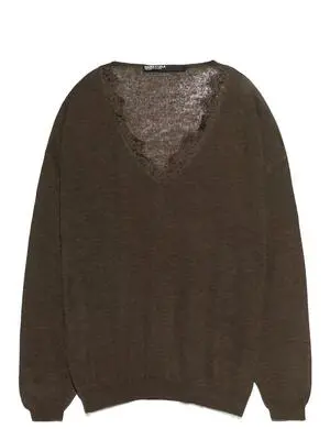 Bimba Y Lola BIMBA Y LOLA Long Wool And Lace Sweater Brown